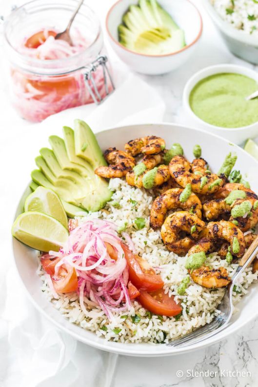 Peruvian Shrimp Bowls - Slender Kitchen