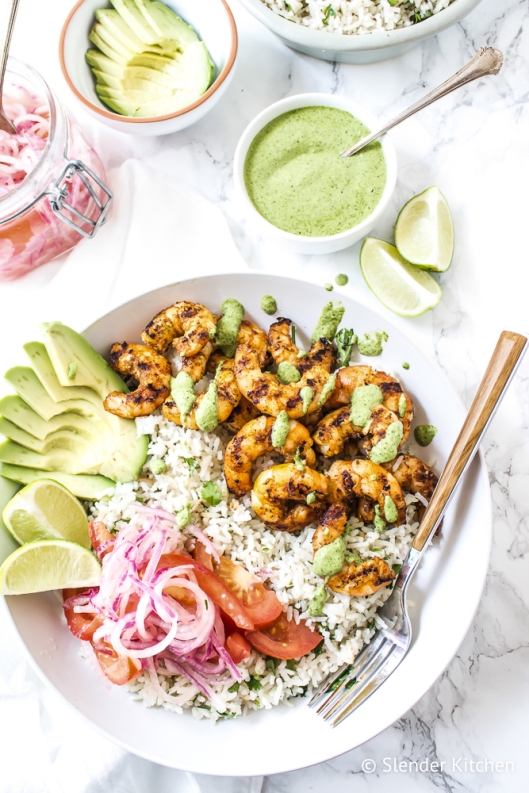 Peruvian Shrimp Bowls - Slender Kitchen