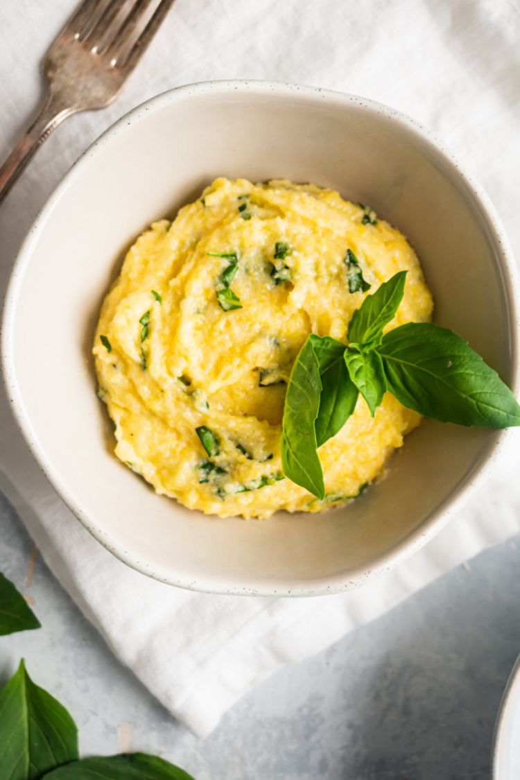 Parmesan Polenta with Basil (Foolproof Recipe!)- Slender Kitchen