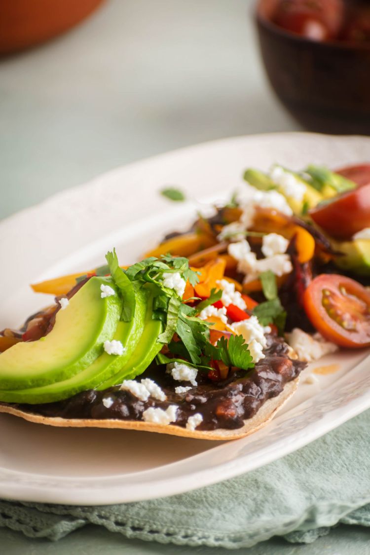 Bean Tostadas (Ready in 15 Minutes!)- Slender Kitchen