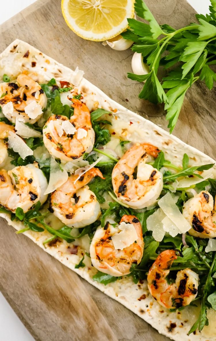 Shrimp Scampi Flatbread - Slender Kitchen
