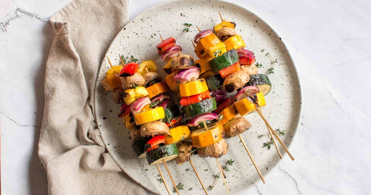 Grilled Vegetable Skewers - Slender Kitchen