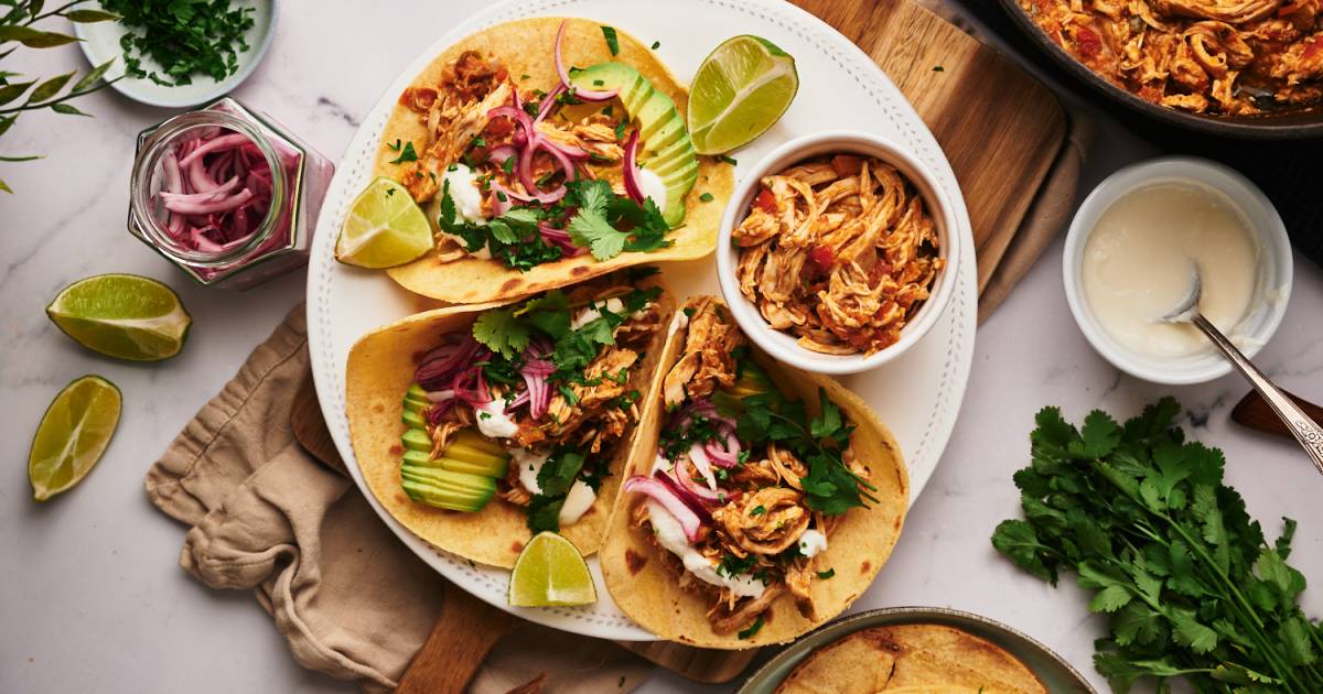 Shredded Chicken Tacos - Slender Kitchen