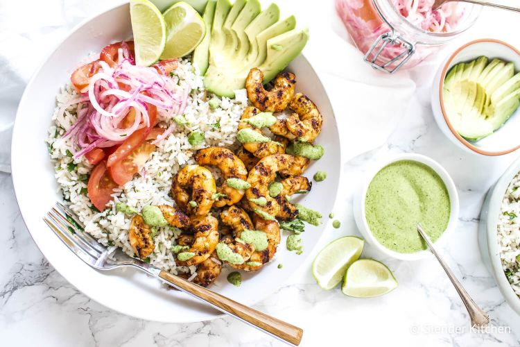 Peruvian Shrimp Bowls - Slender Kitchen
