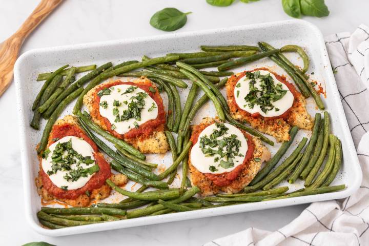 Sheet Pan Healthy Chicken Parm - Slender Kitchen